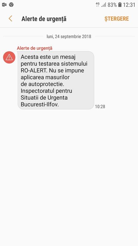 Am primit mesaj RO-ALERT - MadalinCristian.Ro