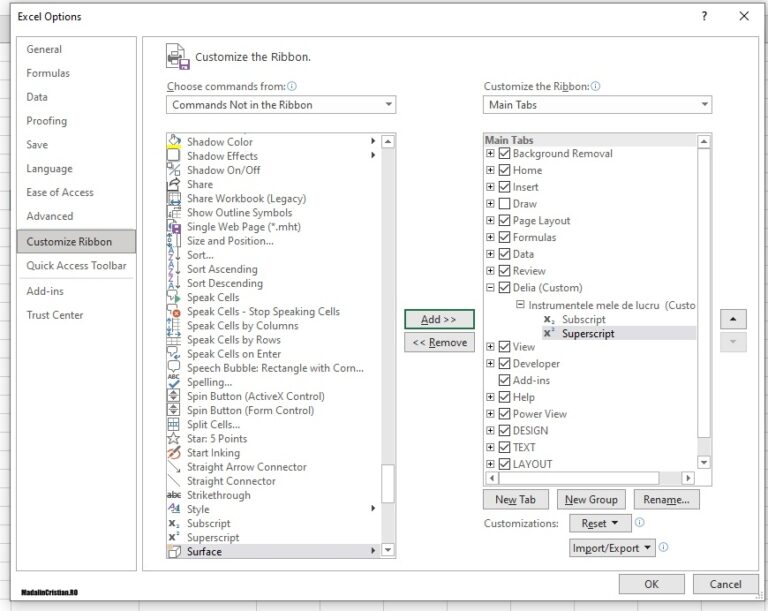 MS Excel Custom Tab Cmd MadalinCristian RO